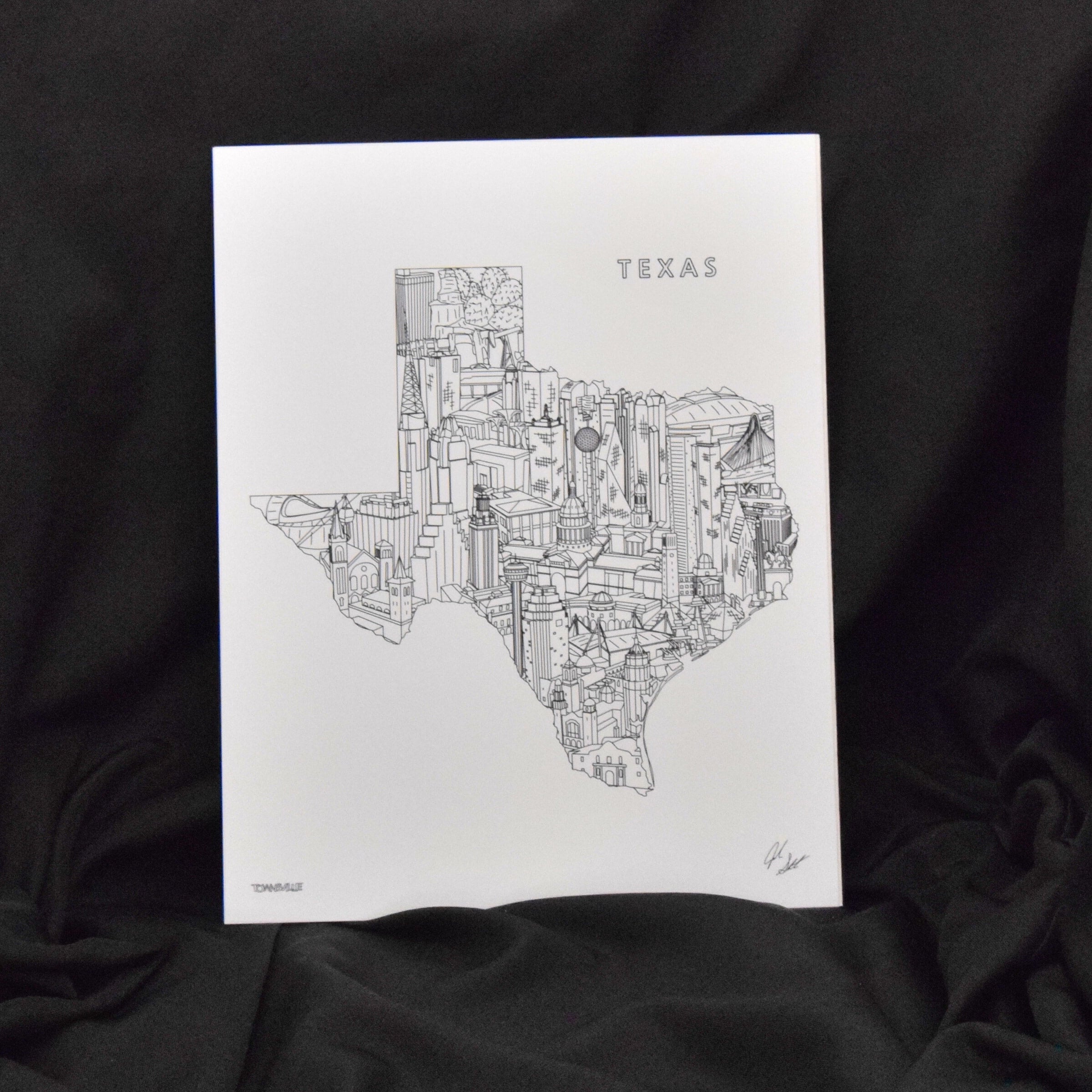 Josh Seubert Print of Texas Drawing (JHS) | Artisans in THELOOP